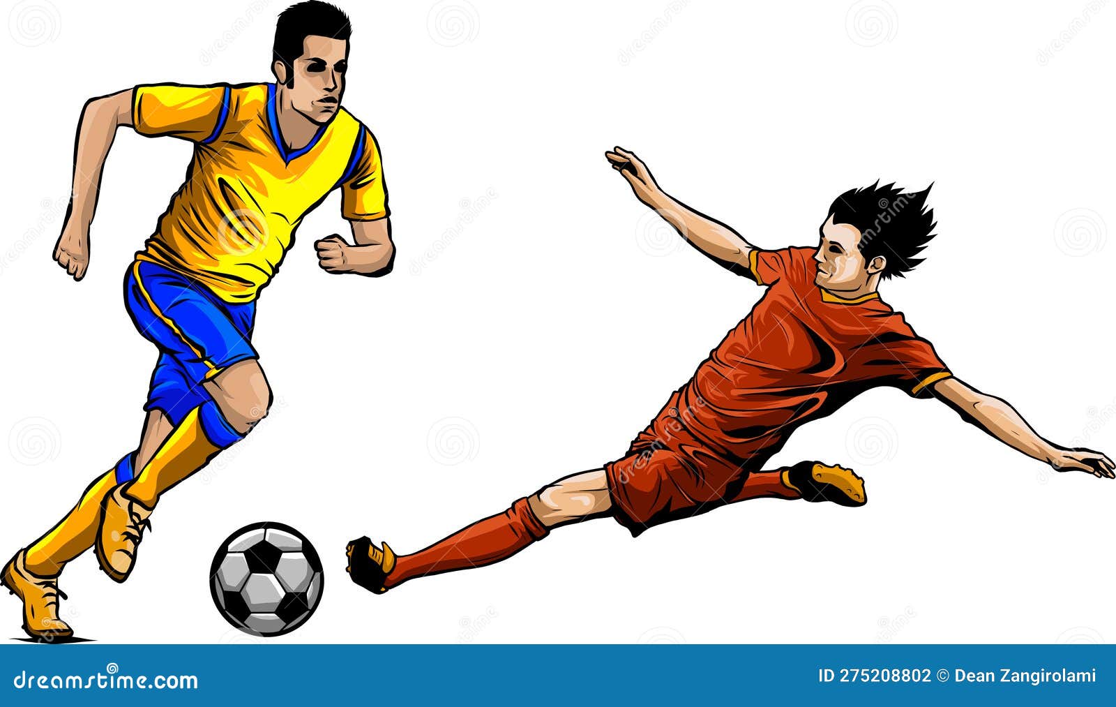 Kick the Ball Soccer Vector Illustration. Digital Hand Draw Design ...