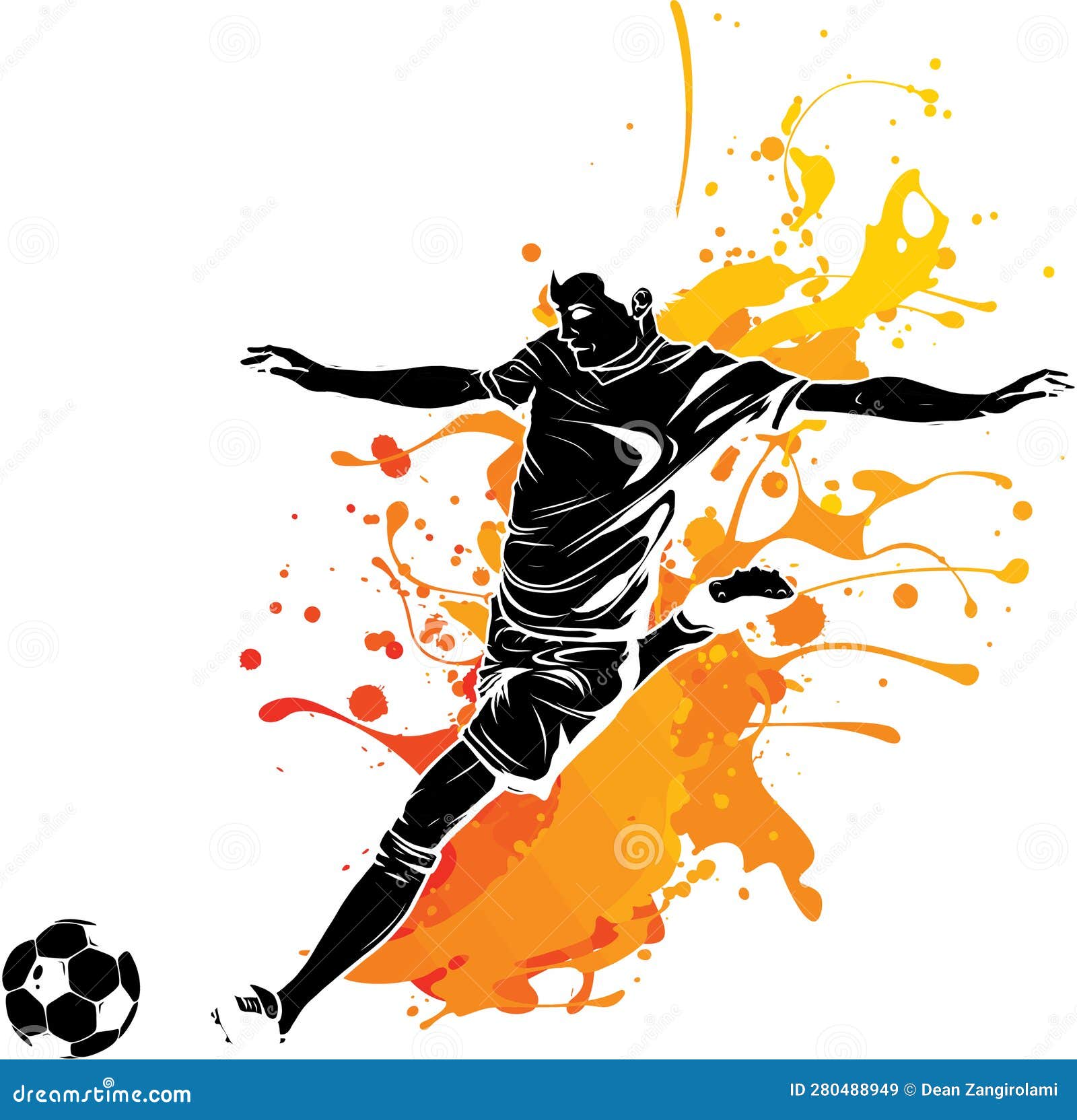 Kick the Ball Soccer Vector Illustration. Digital Hand Draw Design ...