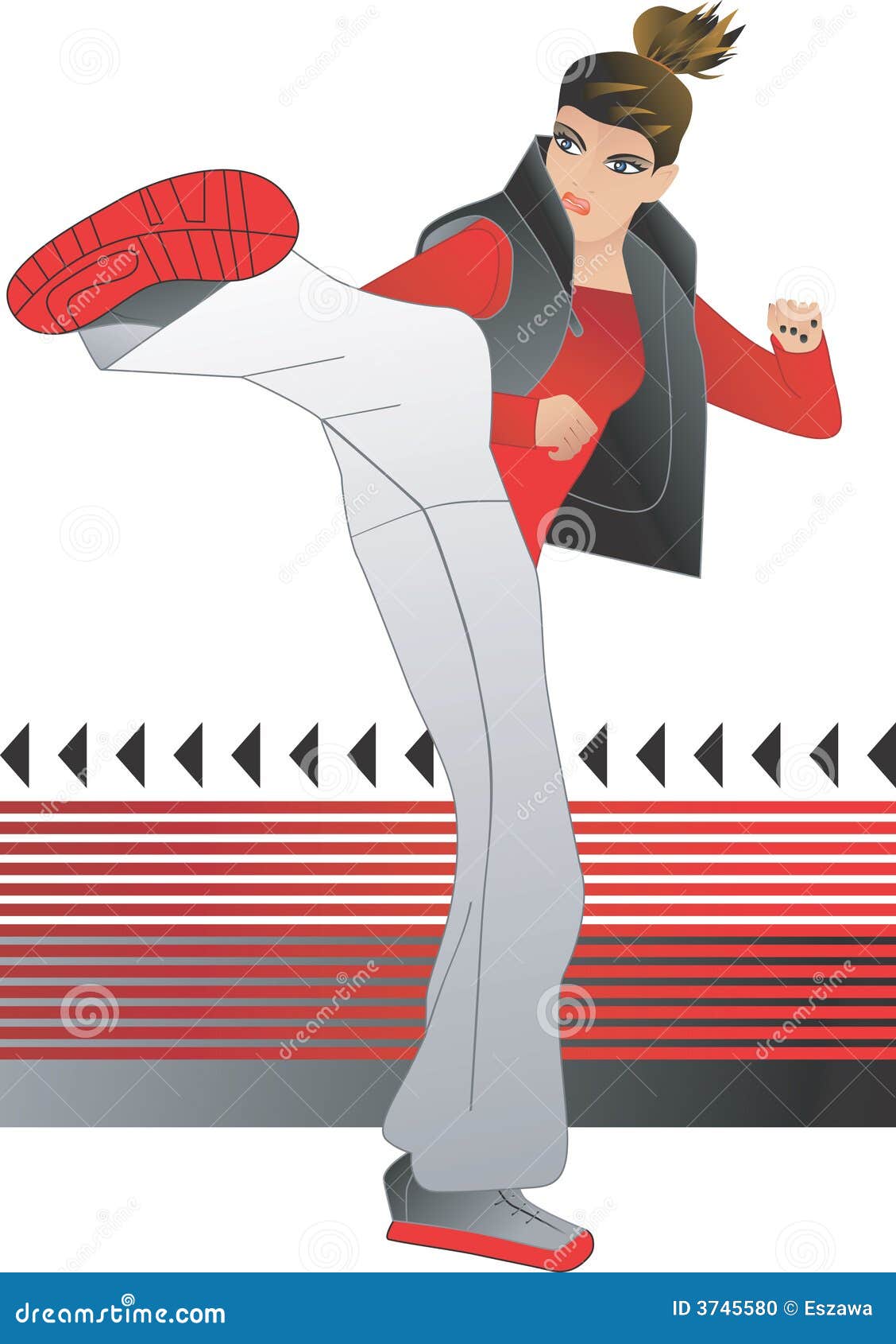 Kick-box stock vector. Illustration of action, girl, sport - 3745580
