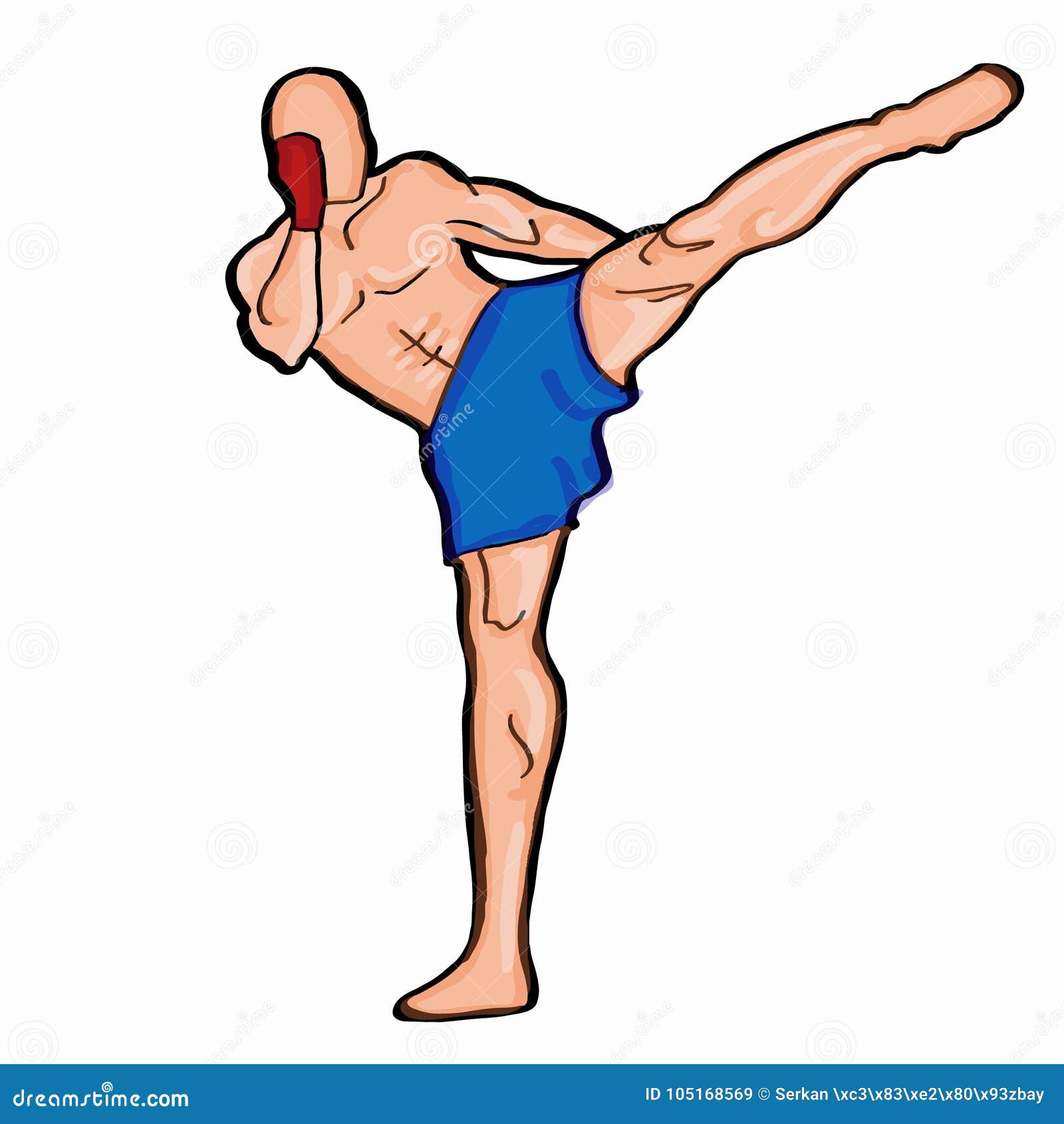Kick Box and White Background Stock Illustration - Illustration of body ...