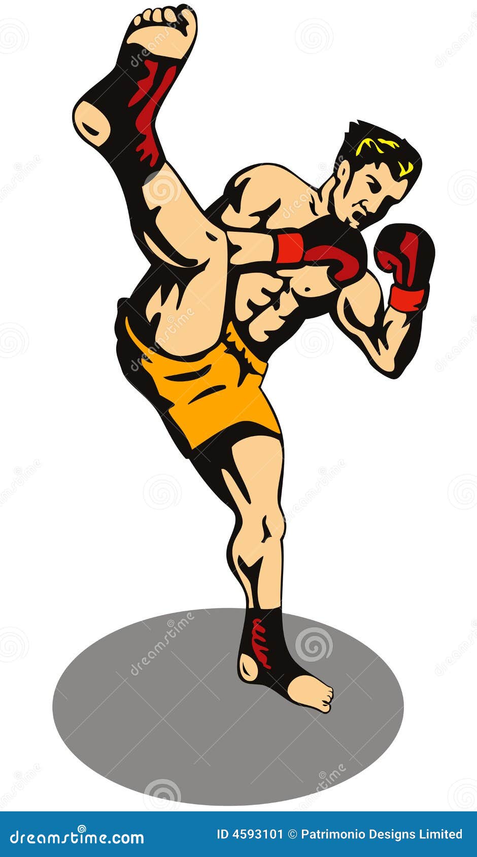 Kick boxer kicking front stock vector. Illustration of physical - 4593101