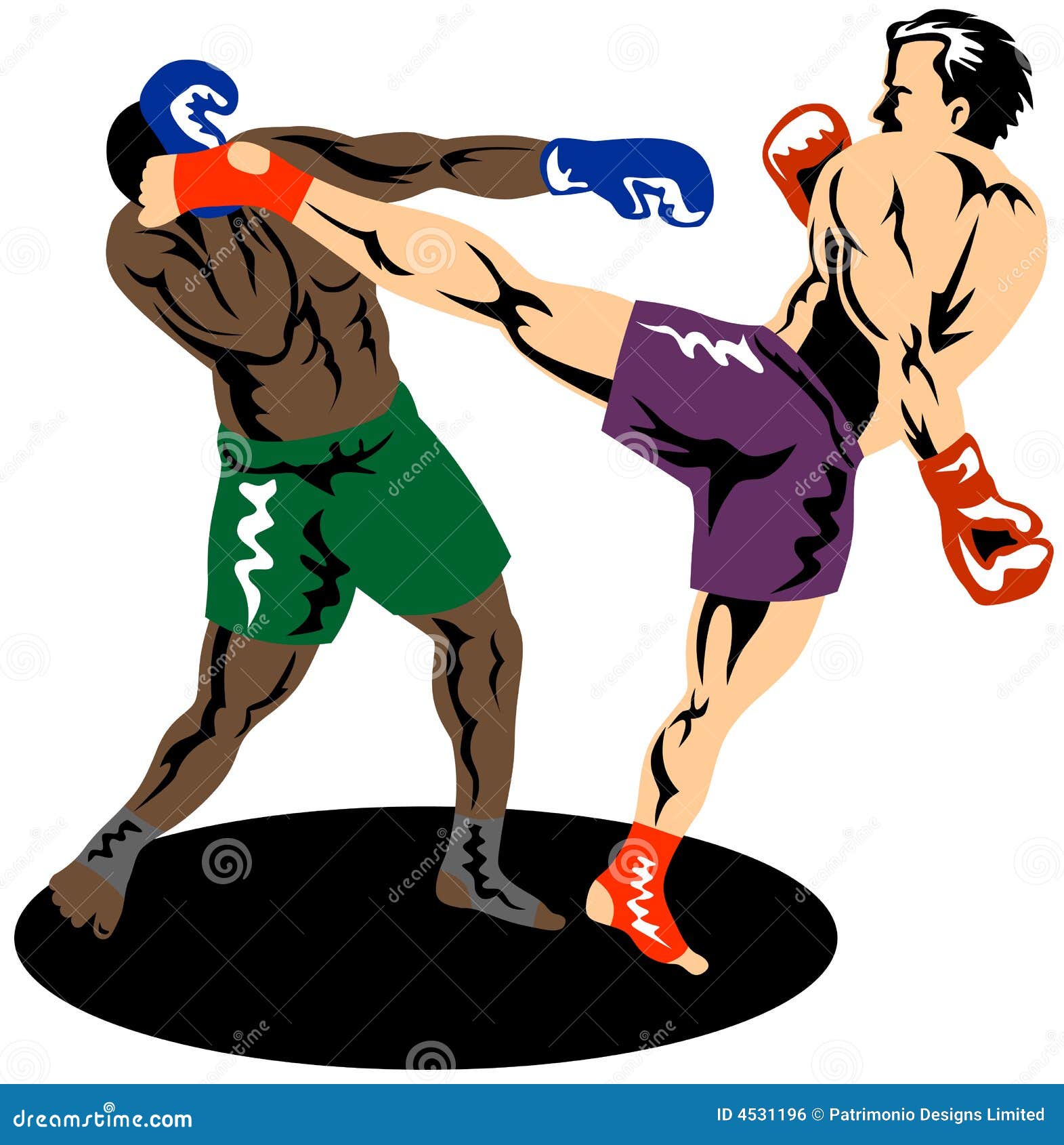 Kick Boxer Knocking Out Boxer Stock Vector - Illustration of fight ...