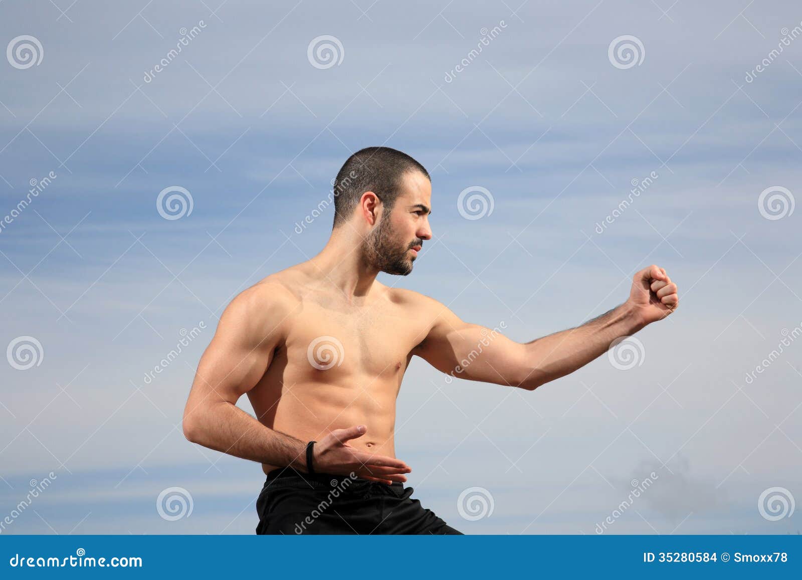 Kick Boxer Practising Outside Stock Photo - Image of athlete, practise ...