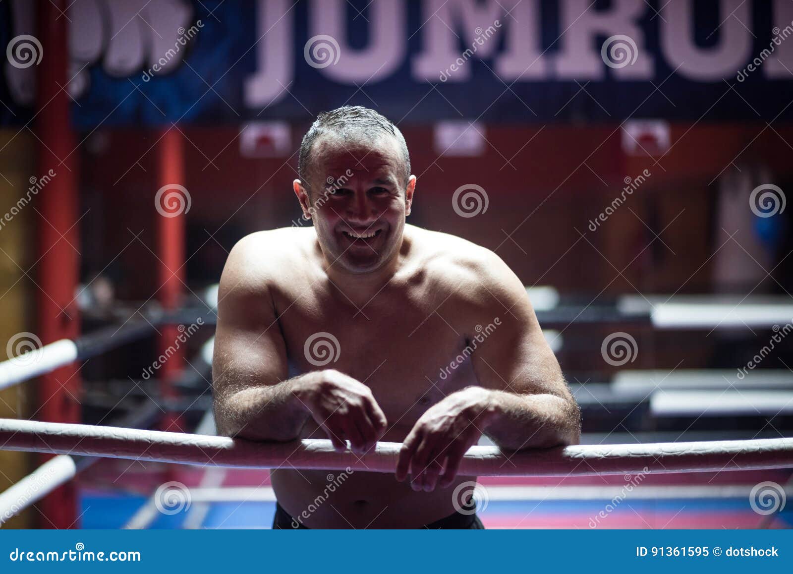 Kick Boxer Resting on the Ropes in the Corner Stock Image - Image of ...