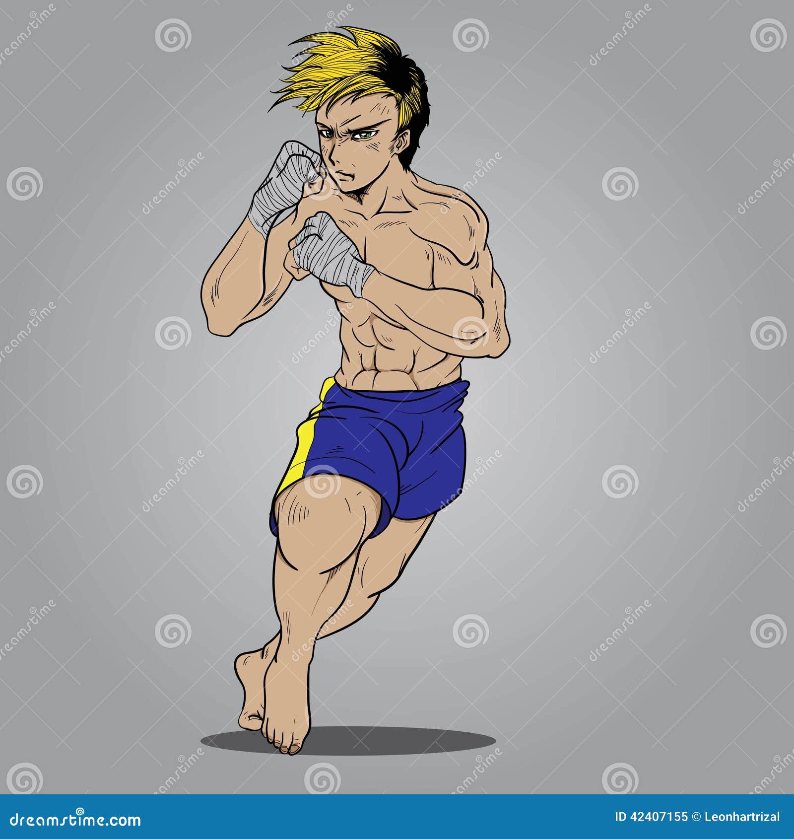 Kick Boxing athlete stock vector. Illustration of biceps - 42407155