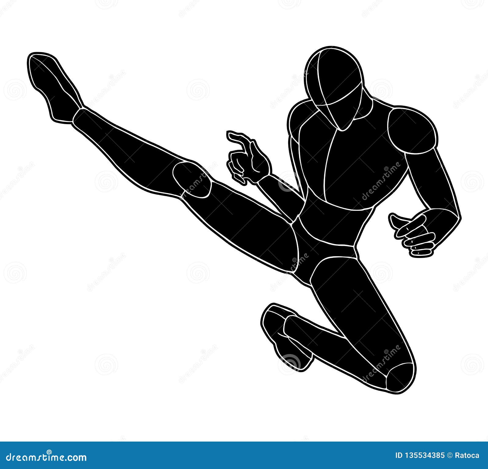 Kick fighter illustration stock vector. Illustration of fighter - 135534385