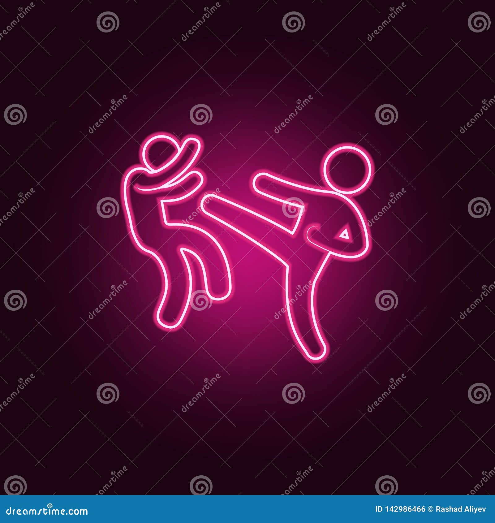 Kick Icon. Elements of Fight in Neon Style Icons Stock Illustration ...