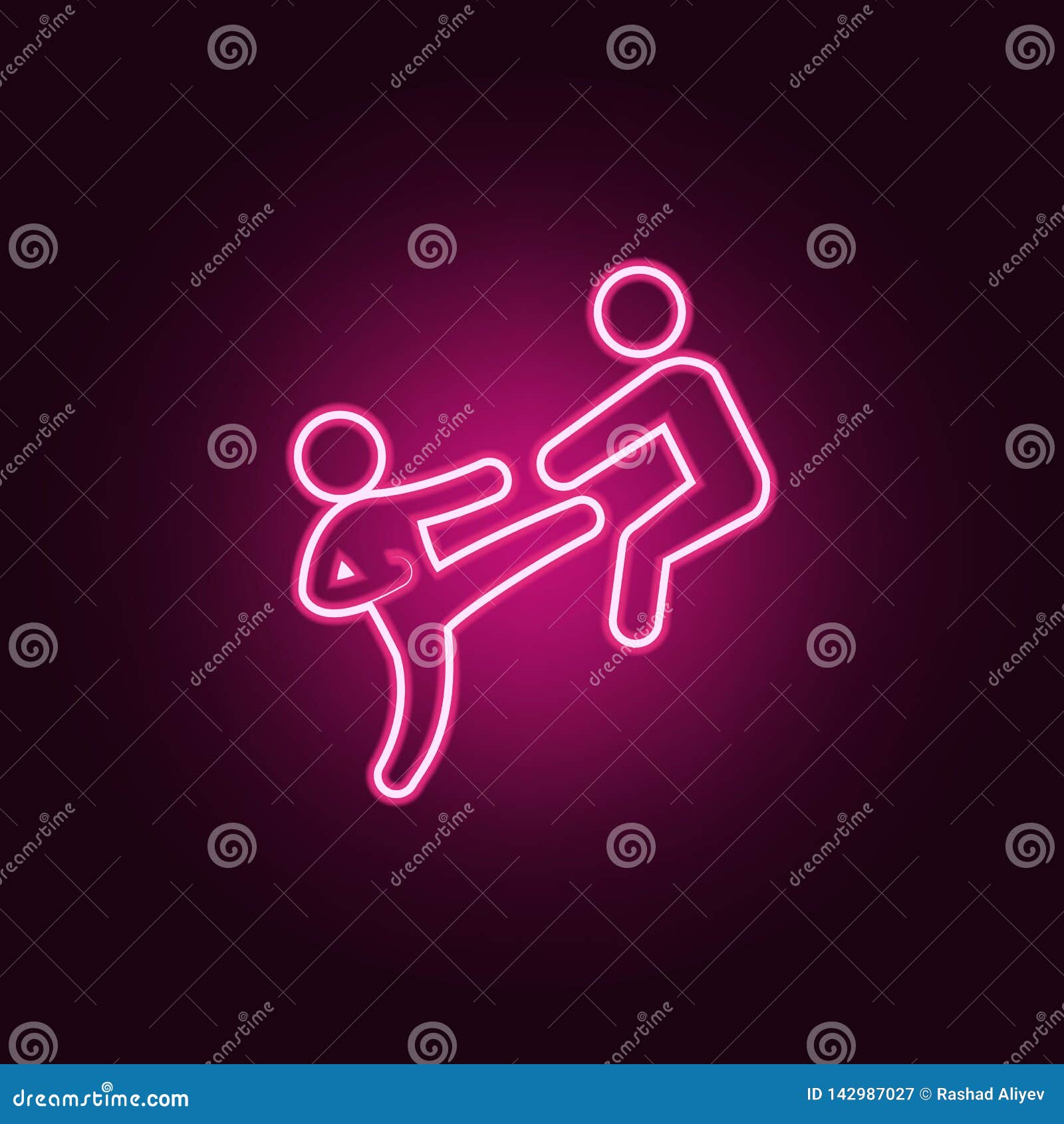 Kick Icon. Elements of Fight in Neon Style Icons Stock Illustration ...