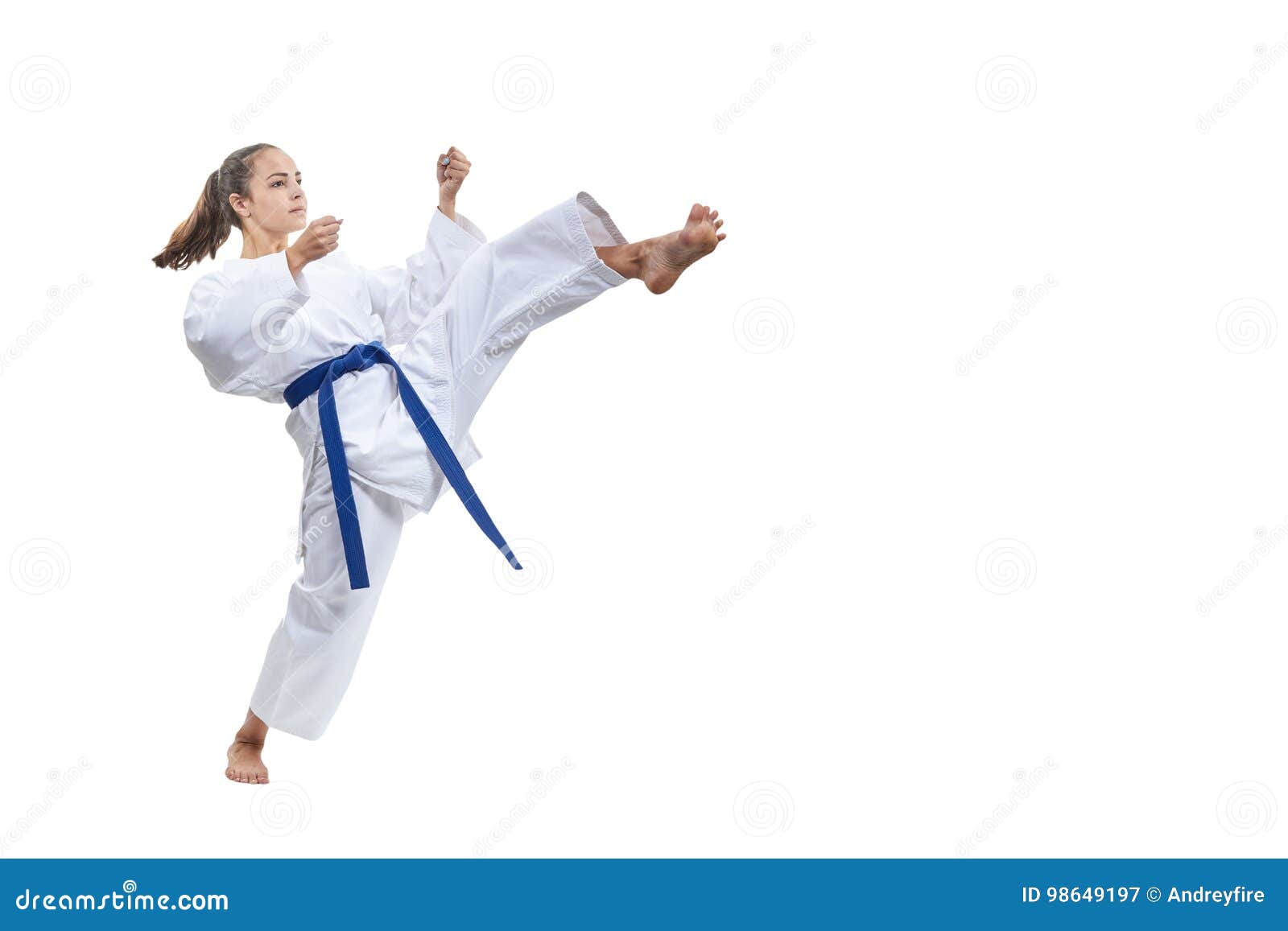 Kick Leg Girl is Beating in Karategi Stock Image - Image of arts, adult ...