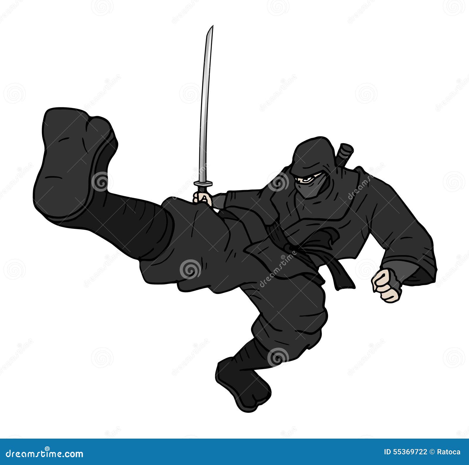 Kick ninja stock vector. Illustration of assassin, fighter - 55369722