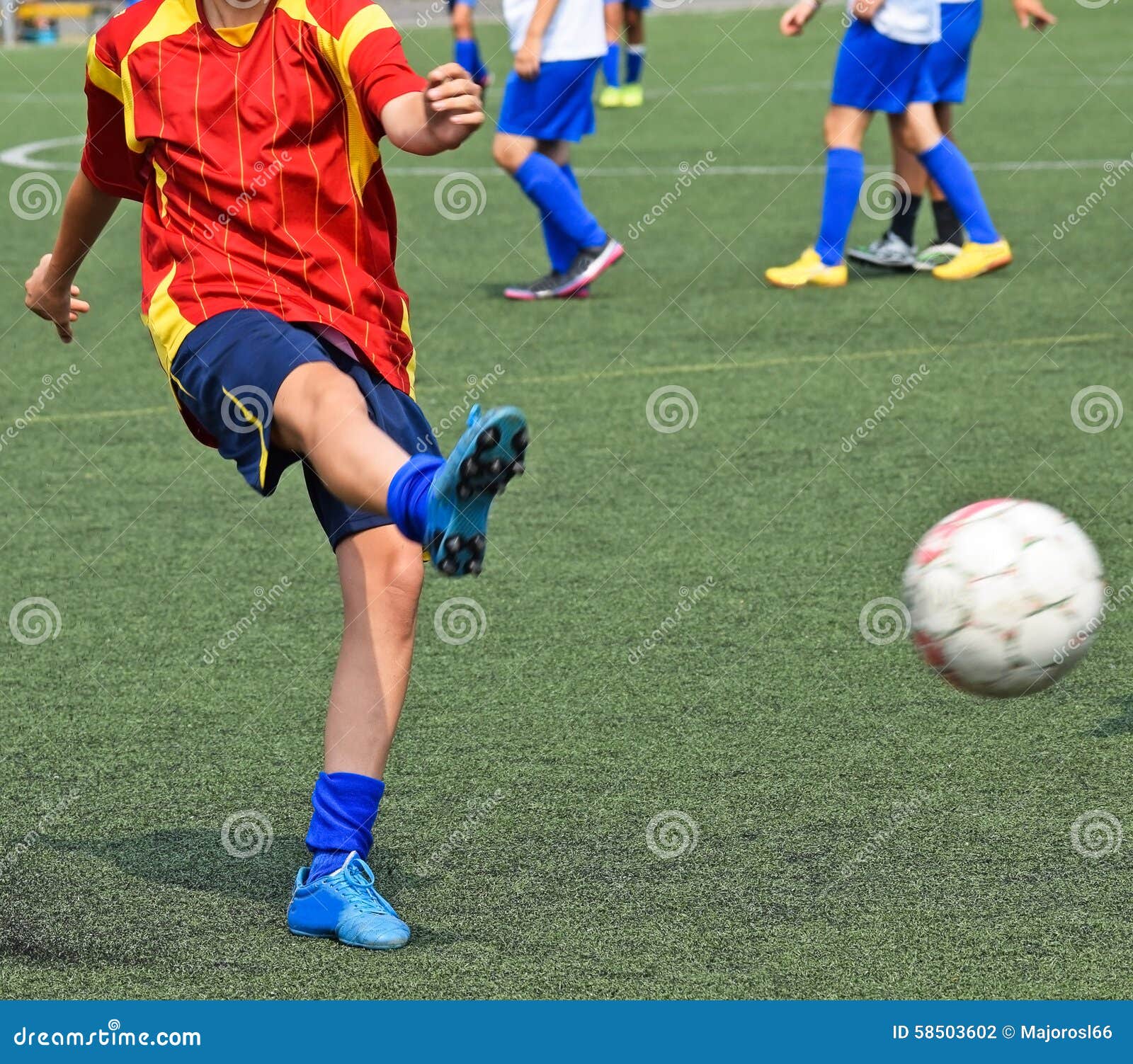 Kick Off on the Soccer Match Stock Photo - Image of blue, shoe: 58503602