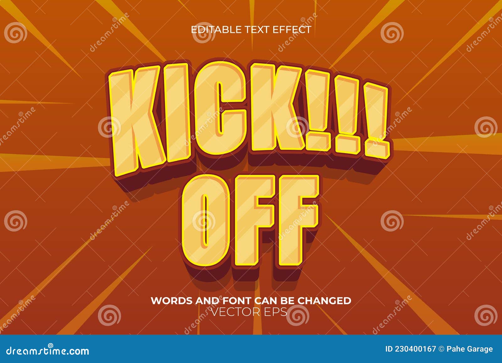 Kick Off Text Effect Yellow Stock Vector - Illustration of effect ...
