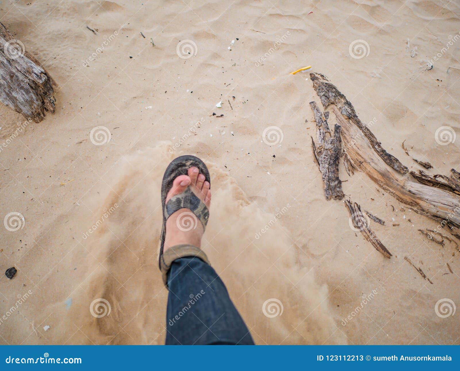 Kick the sand on the beach stock image. Image of relaxation - 123112213