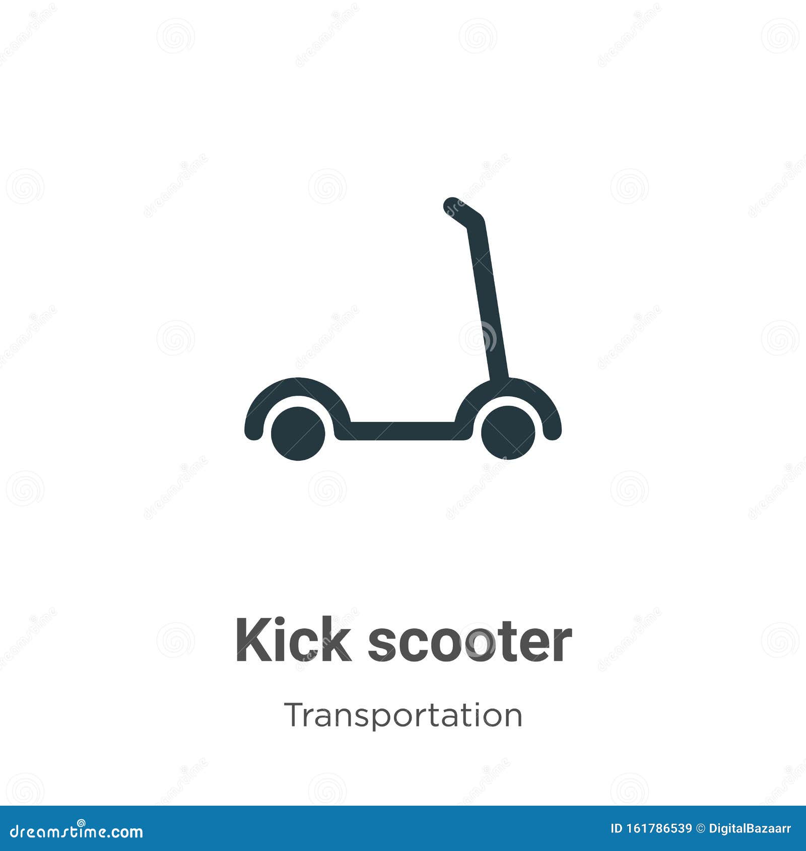Kick Scooter Vector Icon on White Background. Flat Vector Kick Scooter ...