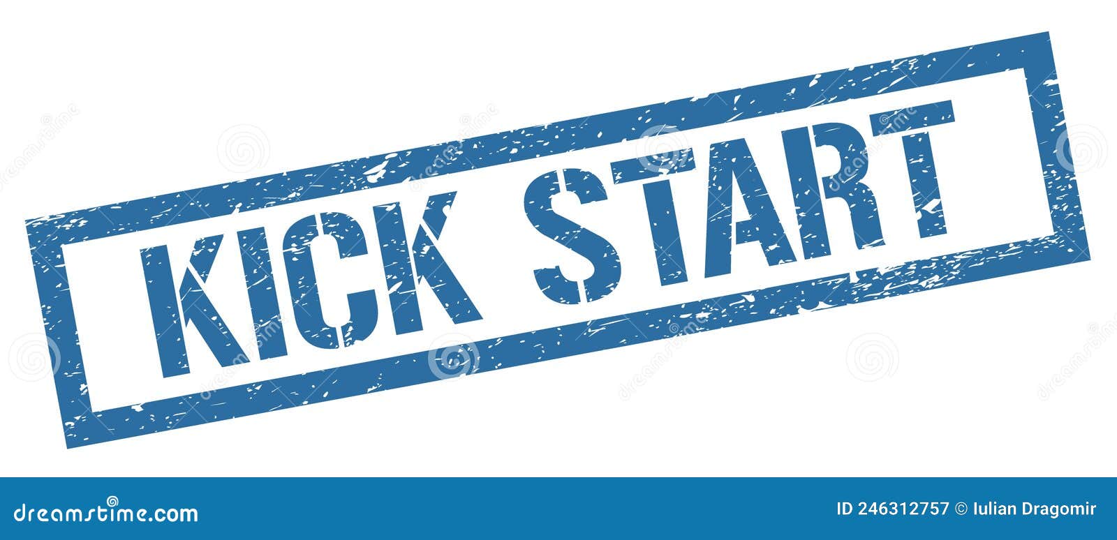 KICK START Blue Grungy Rectangle Stamp Stock Illustration ...