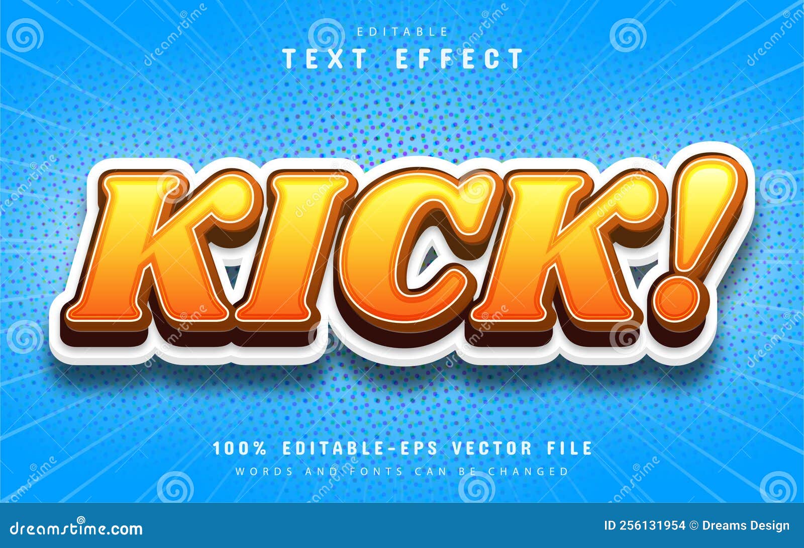 Kick Text Effect Comic Style Stock Vector - Illustration of book ...