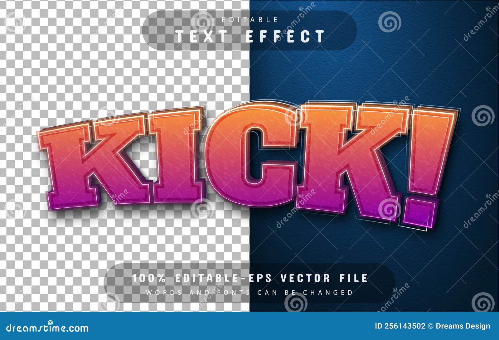 Kick Text Effect with Gradient Stock Vector - Illustration of modern ...