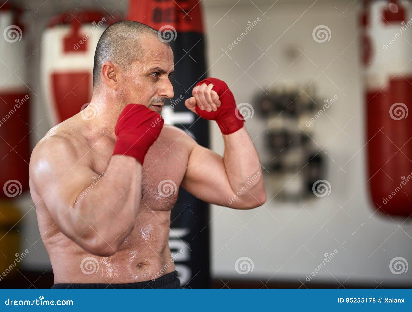 Kickbox Fighter Doing Shadow Boxing Stock Photo - Image of body, kick ...