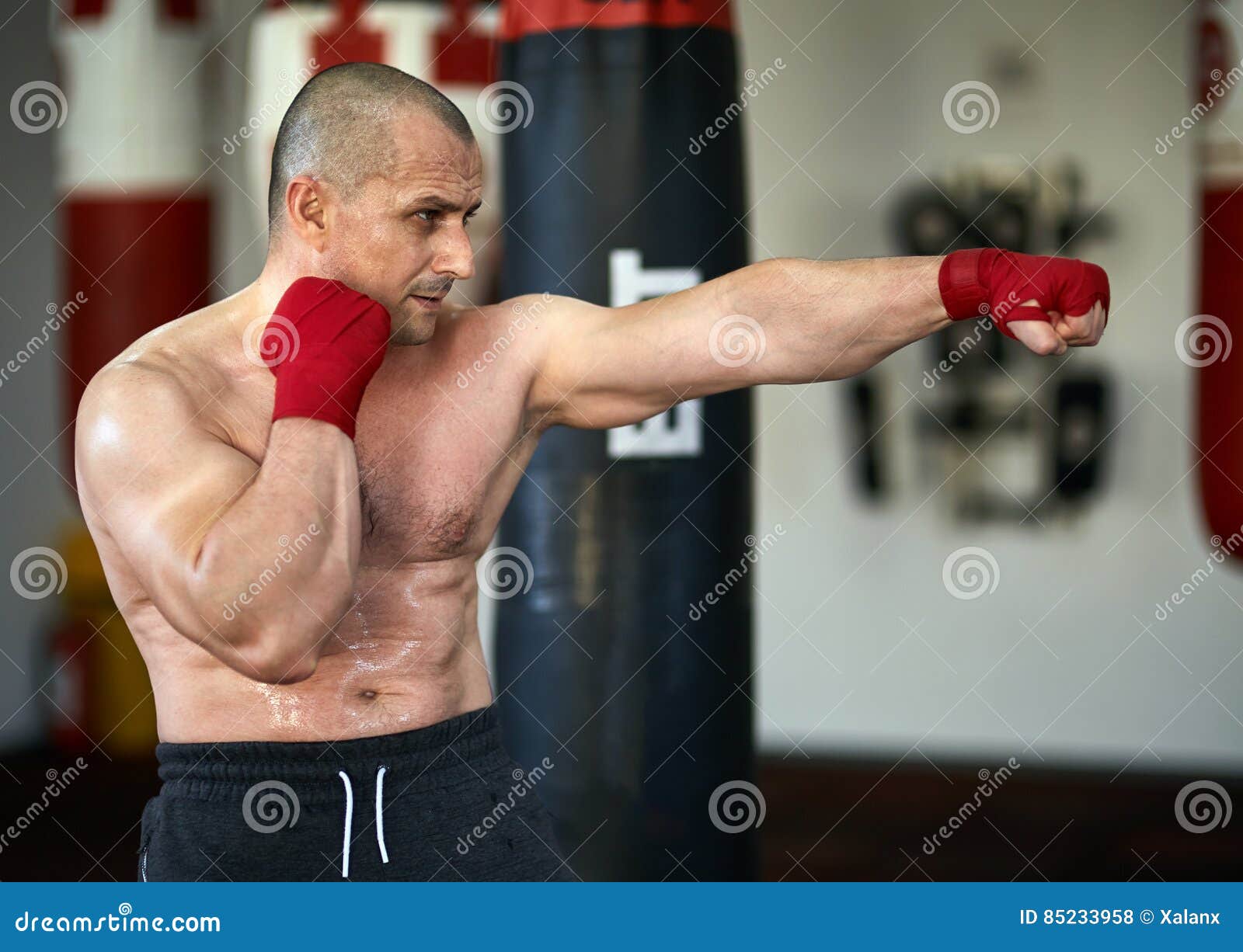 Kickbox Fighter Doing Shadow Boxing Stock Photo - Image of adult, hands ...