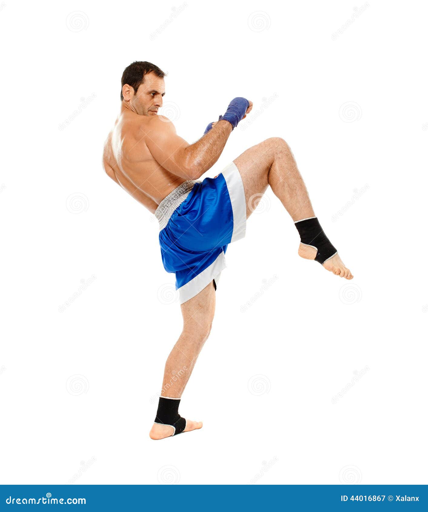 Kickbox Fighter Executing a Kick Stock Image - Image of active, action ...