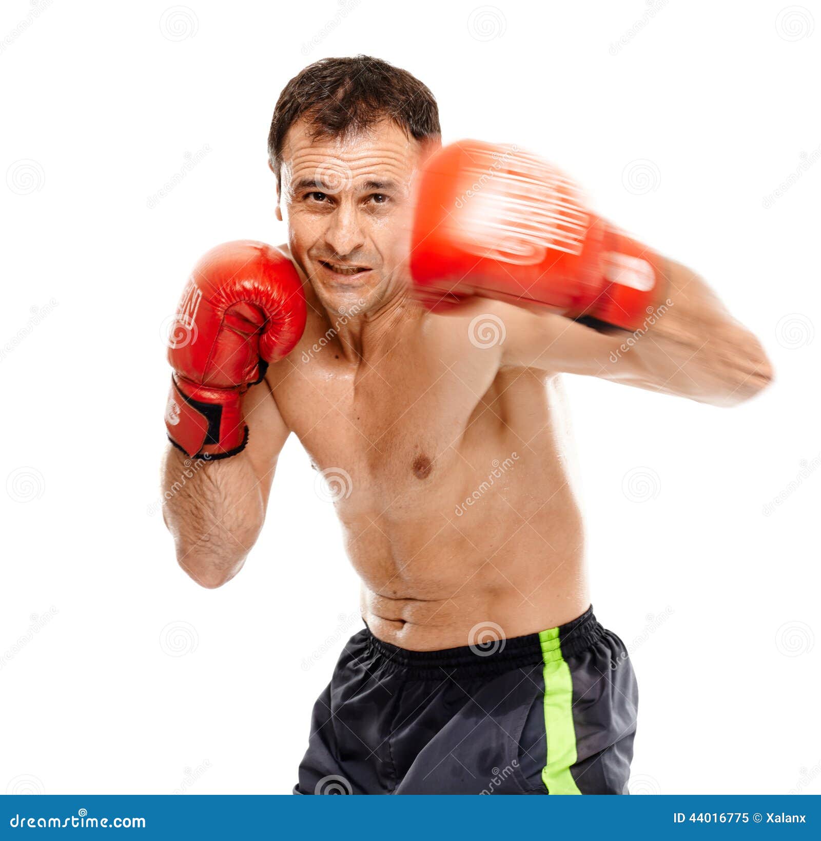 Kickbox Fighter Executing a Punch Stock Image - Image of background ...