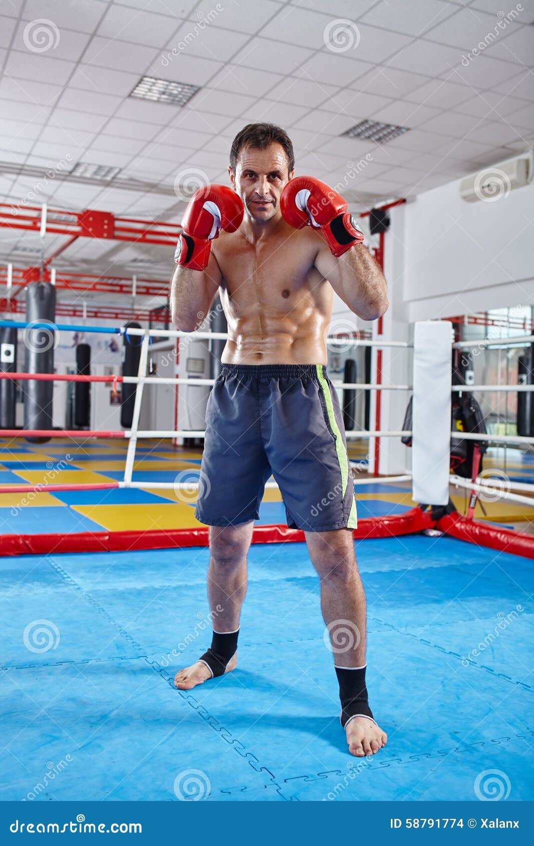 Kickbox Fighter Shadow Boxing in the Ring Stock Photo - Image of action ...