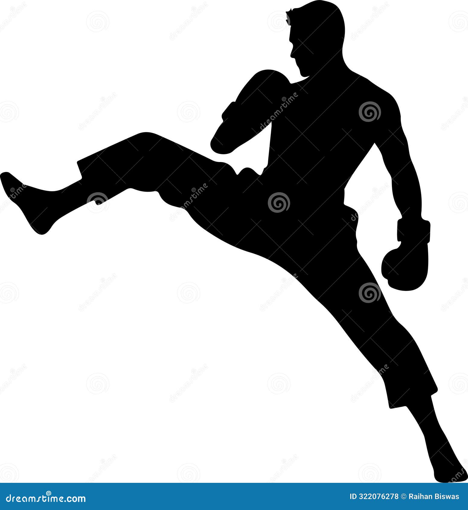 Kickbox Fighter Silhouette Vector Illustration Stock Vector ...