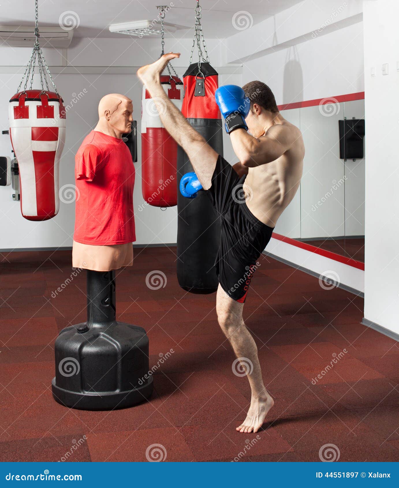 Kickbox Fighter Working with the Dummy Stock Image - Image of fighter ...