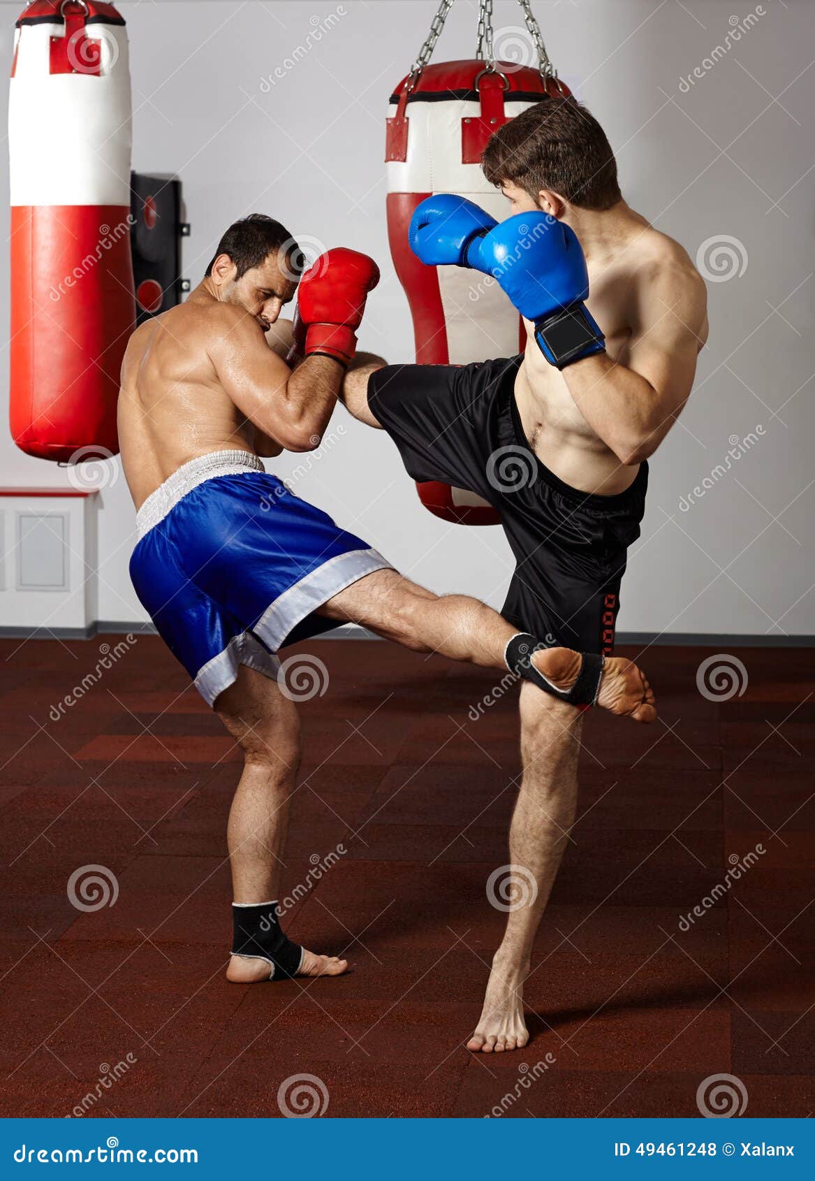 Kickbox Fighters Sparring in the Gym Stock Photo - Image of masculine ...