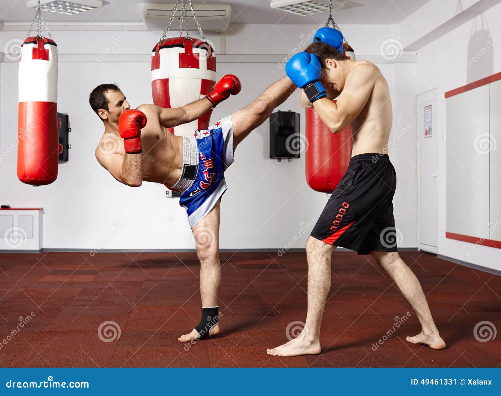 Kickbox Fighters Sparring in the Gym Stock Image - Image of martial ...