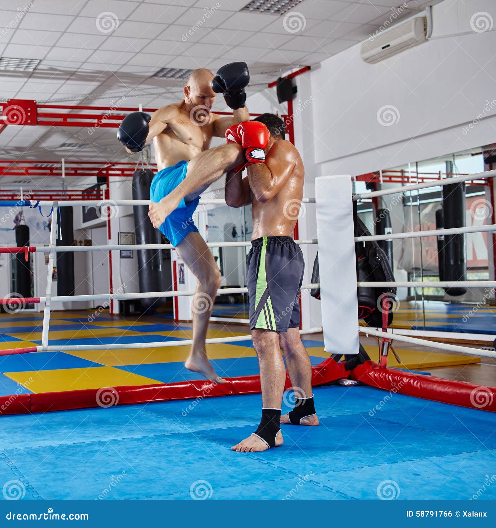Kickbox Fighters Sparring in the Ring Stock Photo - Image of martial ...