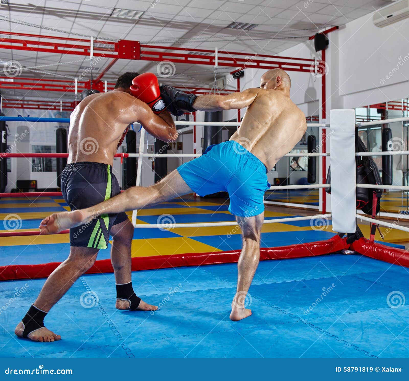 Kickbox Fighters Sparring in the Ring Stock Image - Image of elbow ...