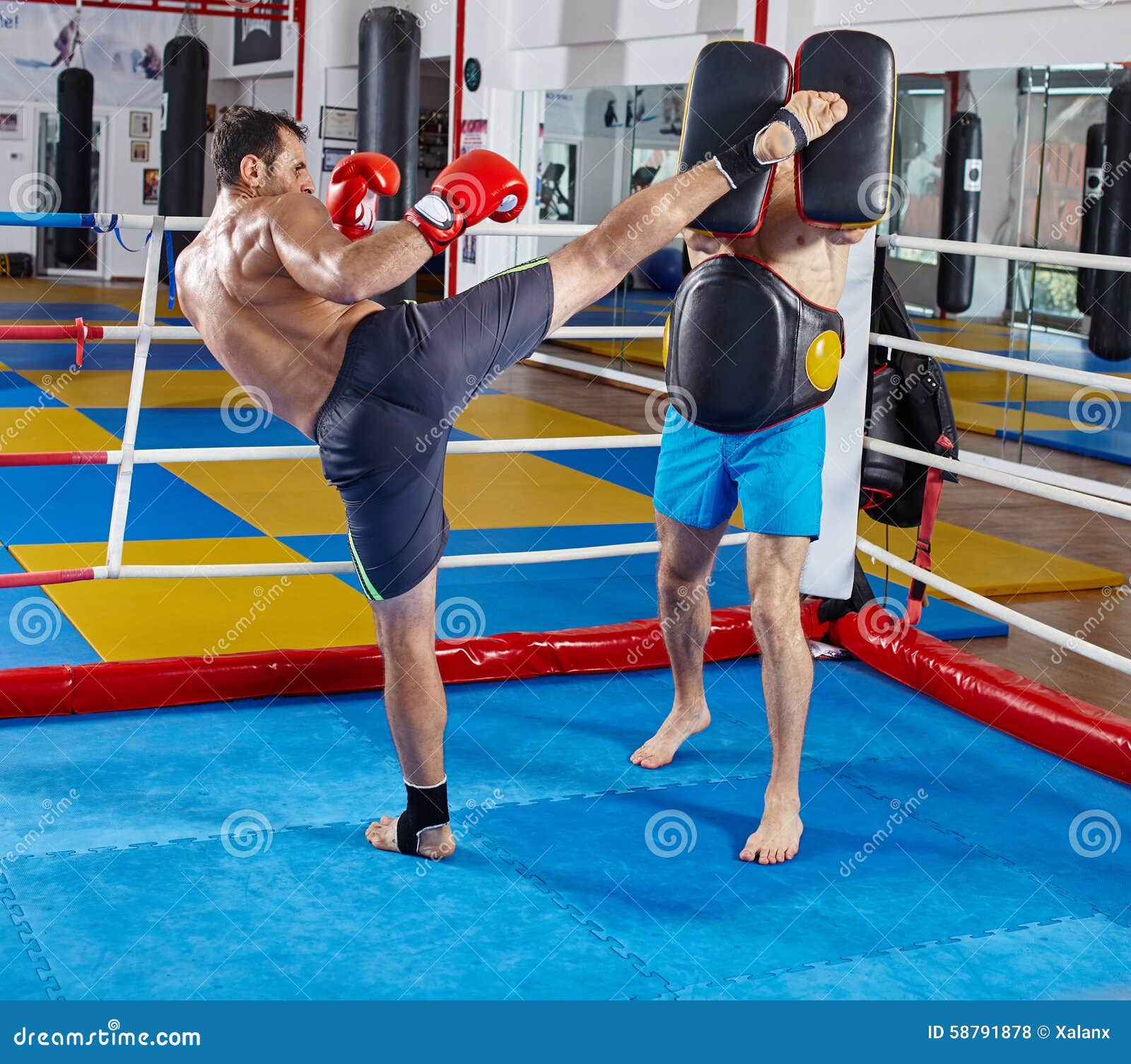 Kickbox Fighters Training in the Ring Stock Photo - Image of ...