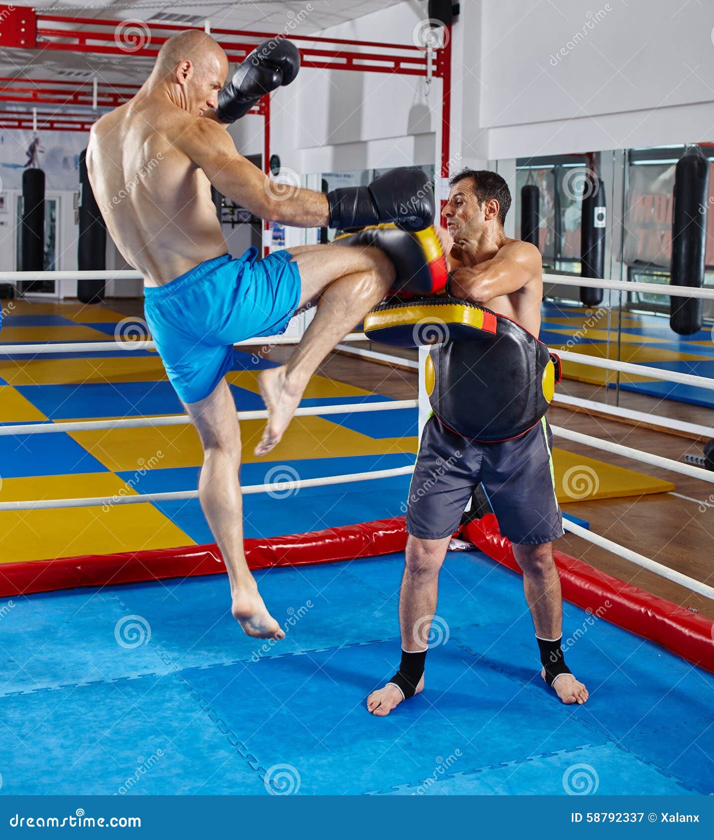 Kickbox Fighters Training in the Ring Stock Image - Image of athletics ...