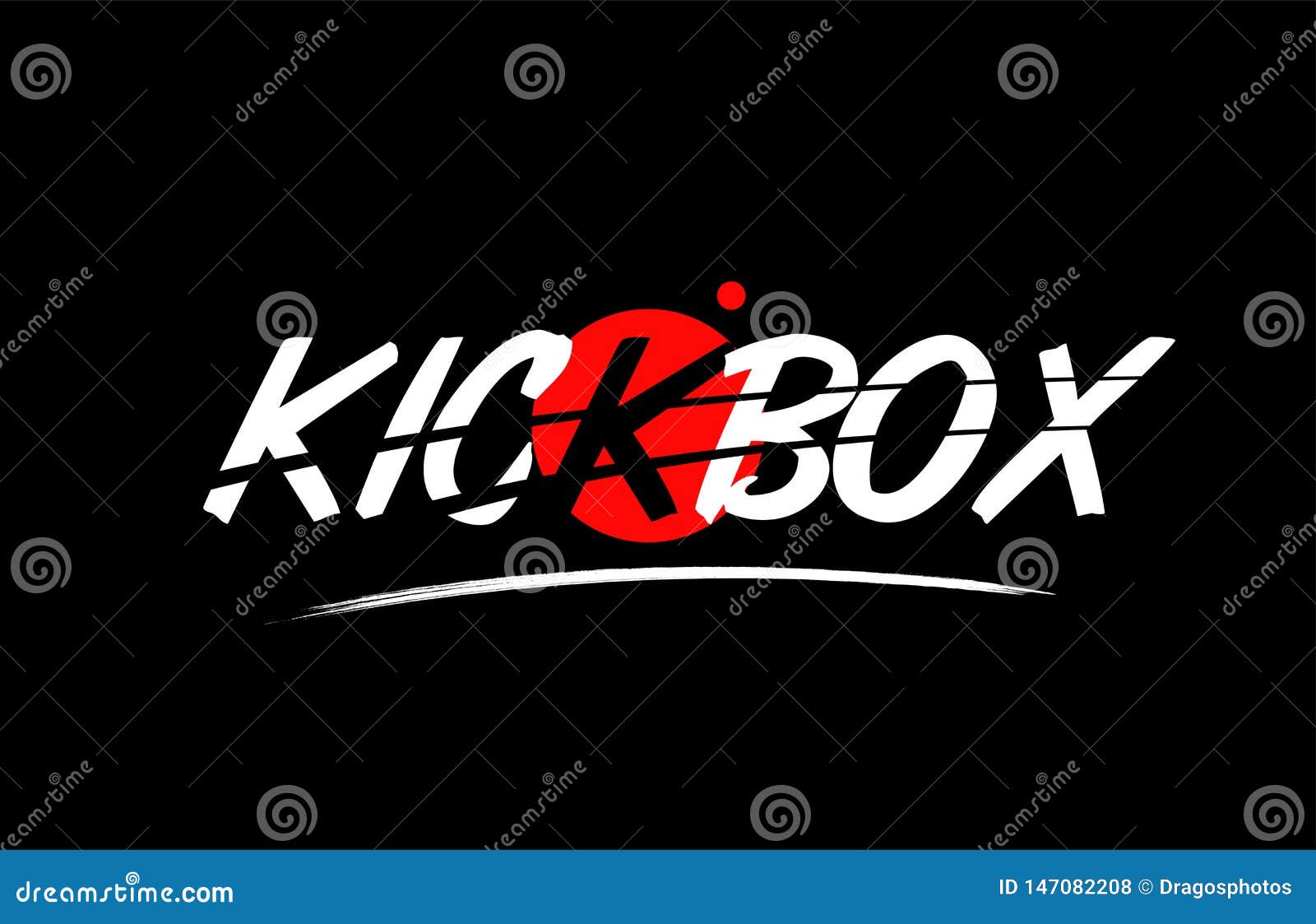 Kickbox Word Text Logo Icon with Red Circle Design Stock Illustration ...