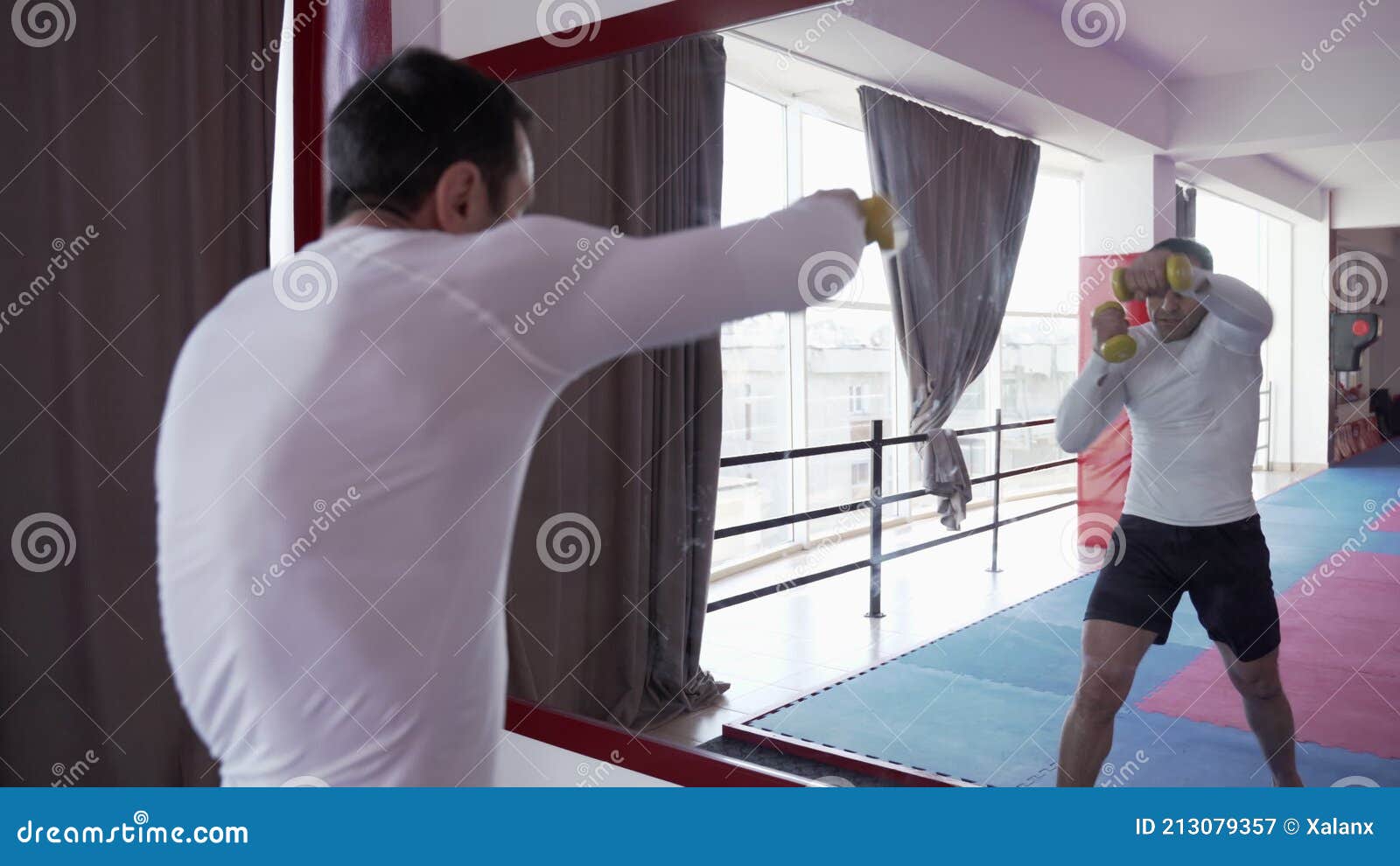 Shadow Boxing in the Mirror Stock Video - Video of strong, fighter ...