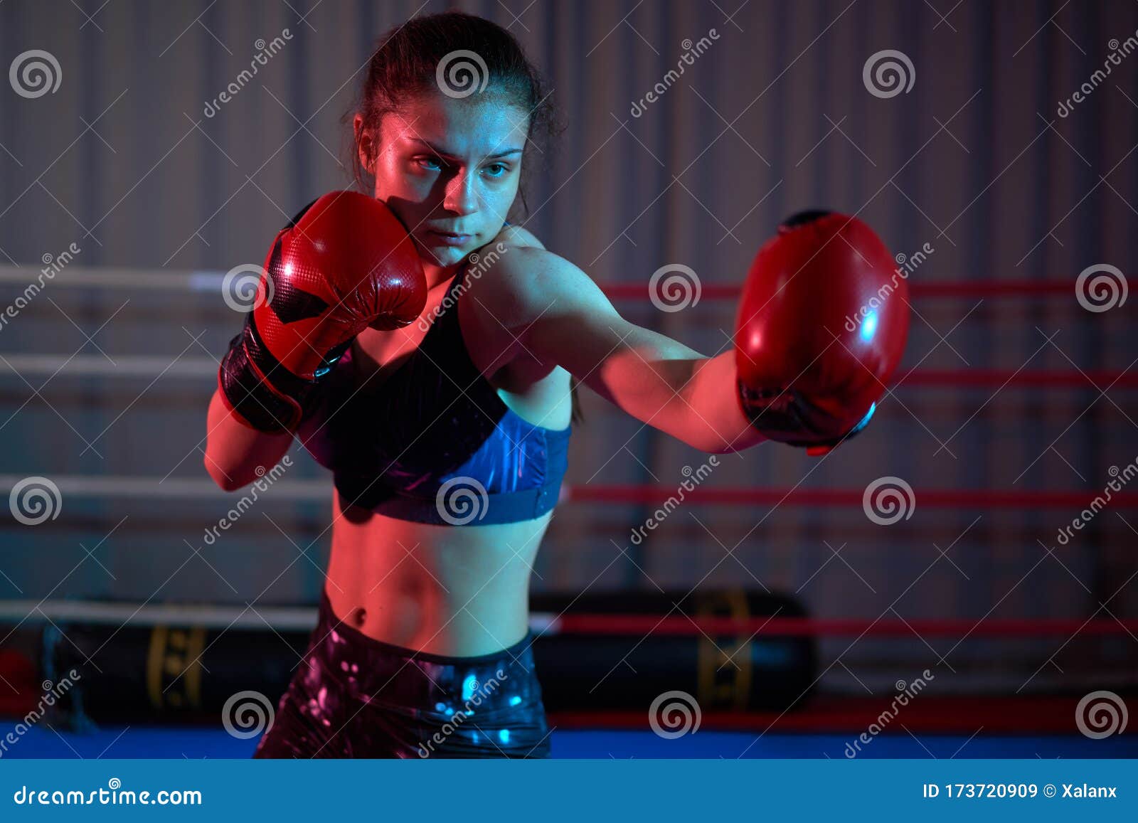 Female kickboxer training stock image. Image of adult - 173720909