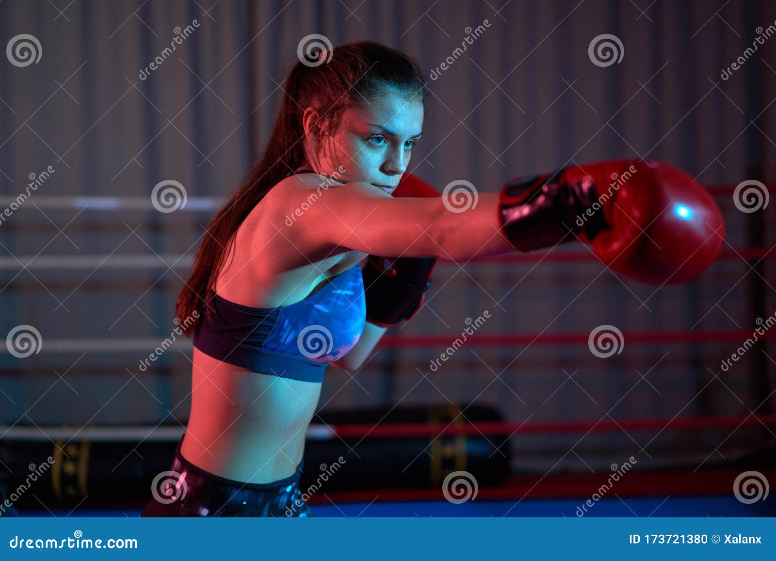 Female kickboxer training stock photo. Image of club - 173721380
