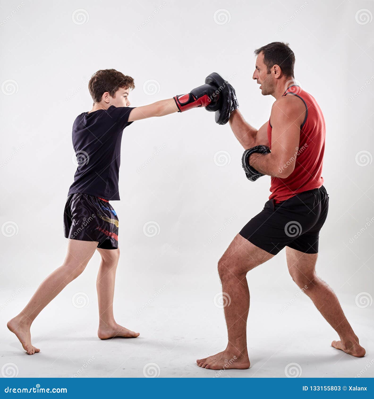 Kickboxer Kid and His Coach Stock Image - Image of fight, exercise ...
