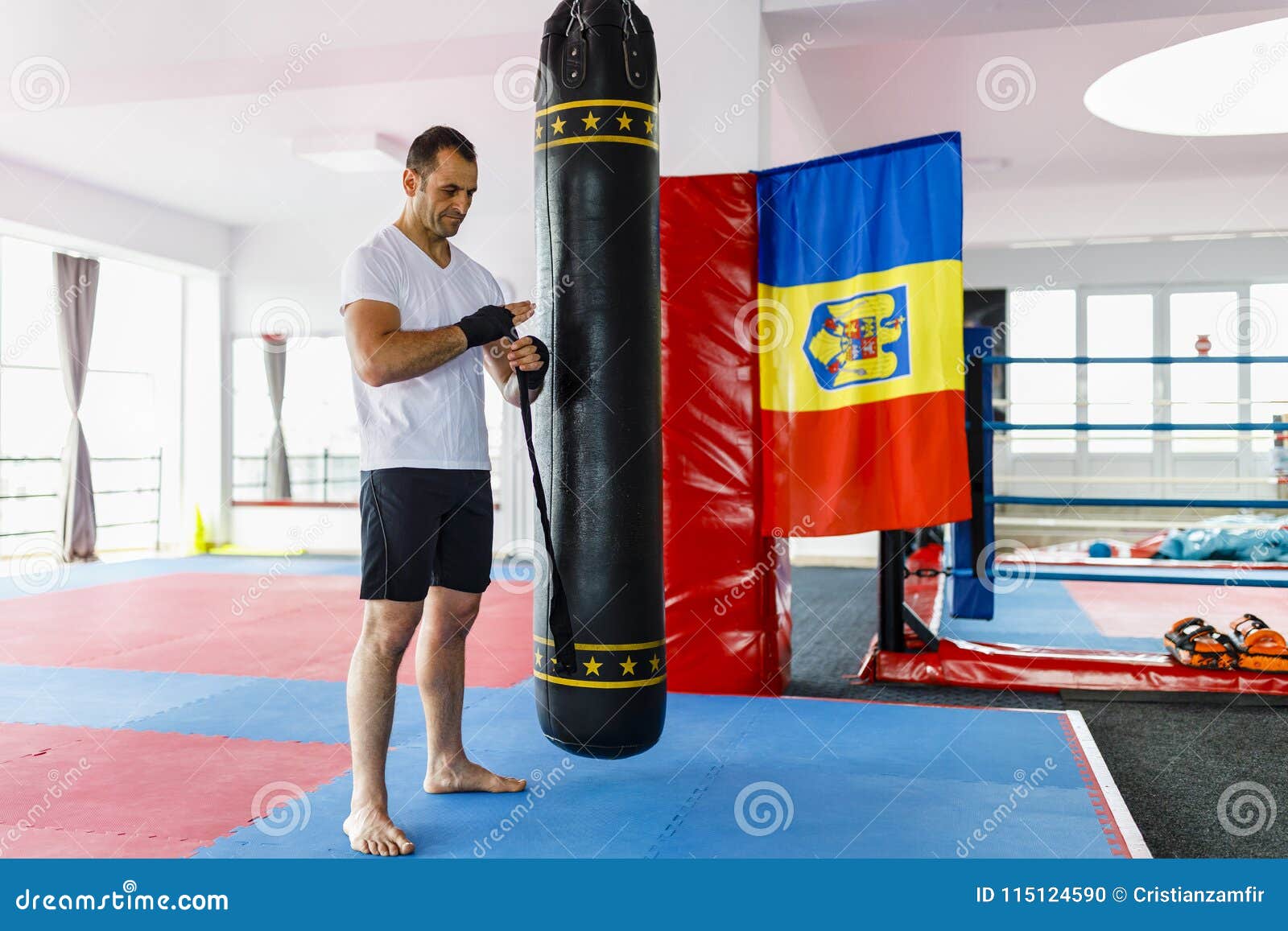 Kickboxer is Preparing for the Training Stock Photo - Image of adult ...