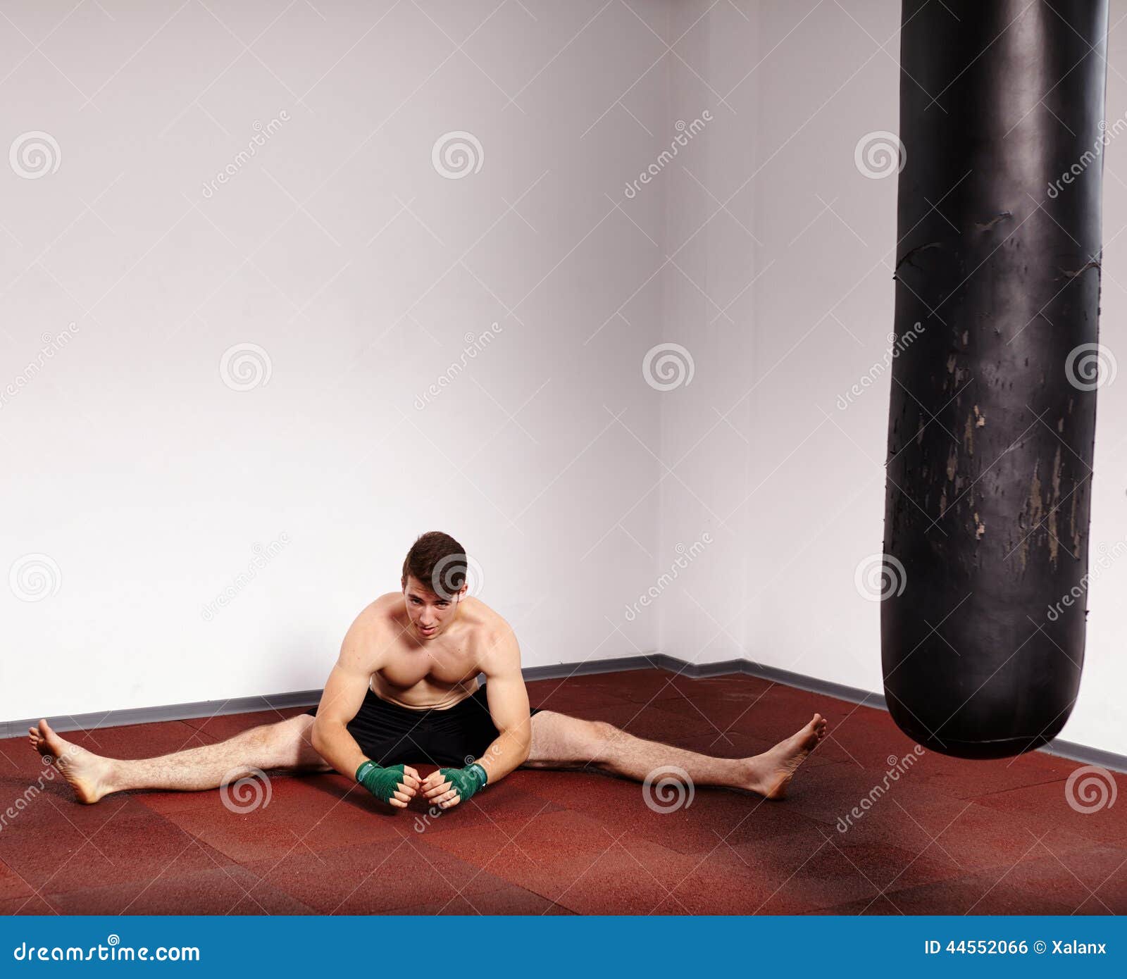 Kickboxer with punch bag stock photo. Image of kickbox - 44552066