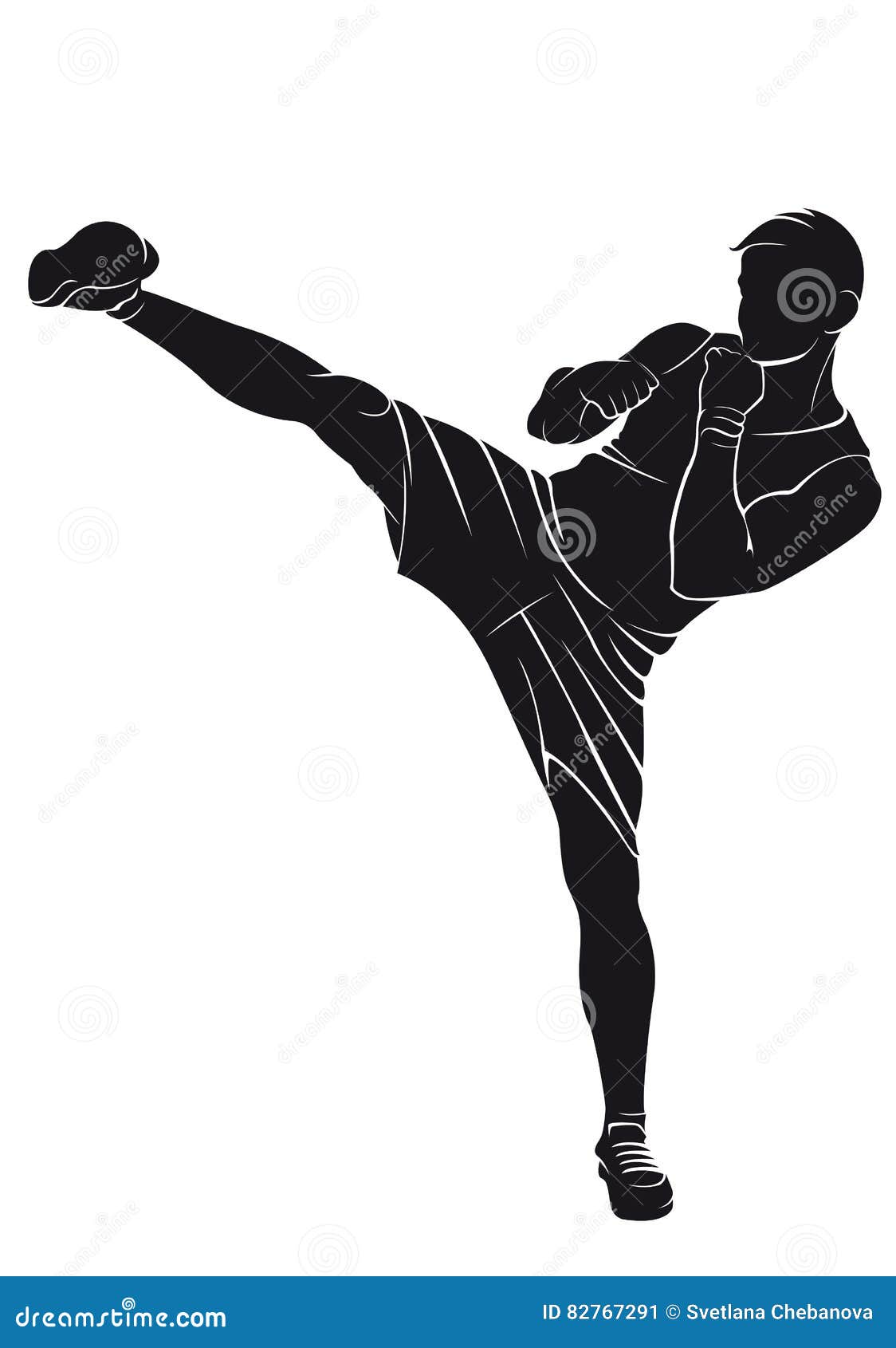 Kickboxer Silueta Del Vector Ilustración del Vector - Ilustración de ...