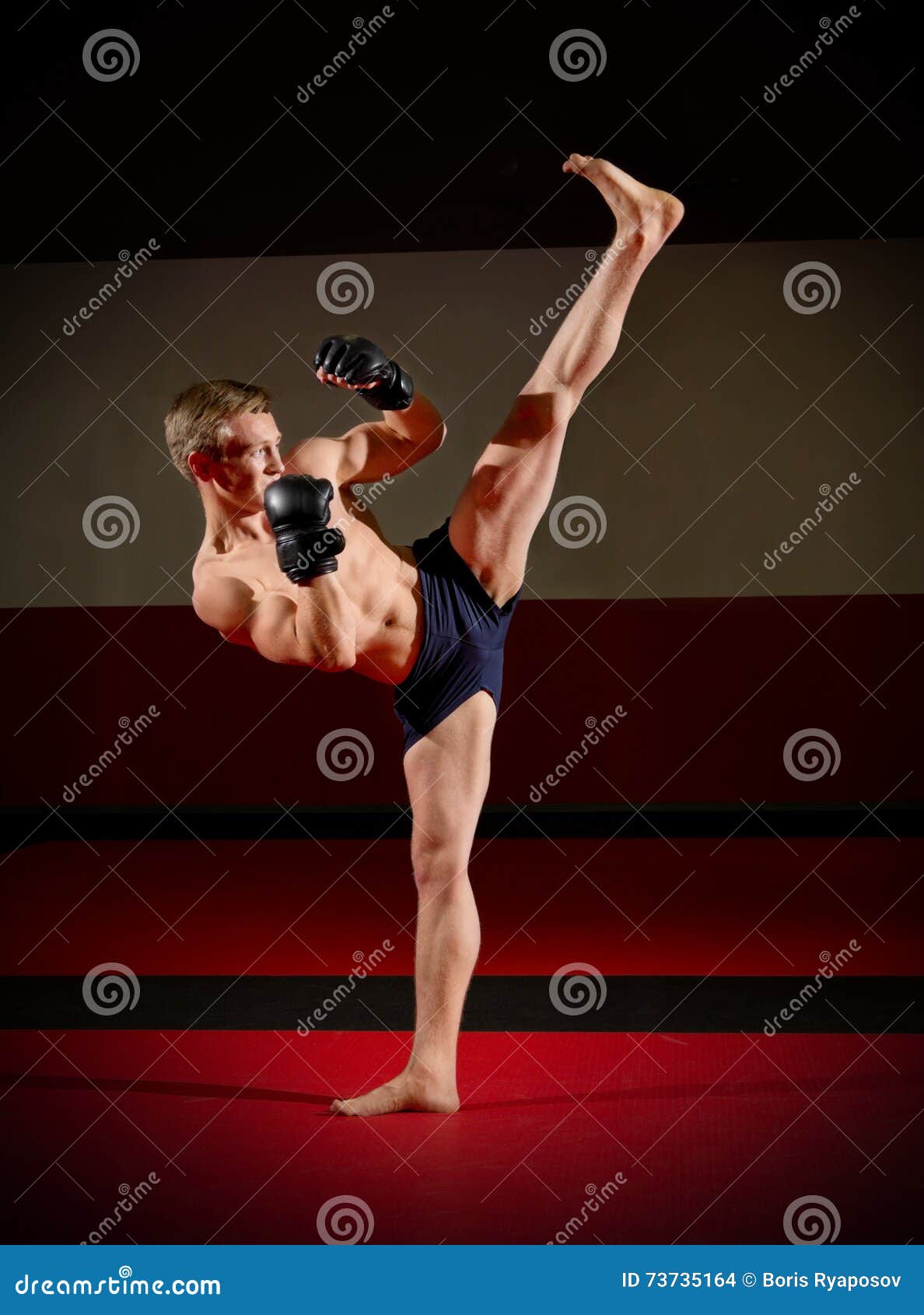Kickboxer in sports hall stock photo. Image of combat - 73735164