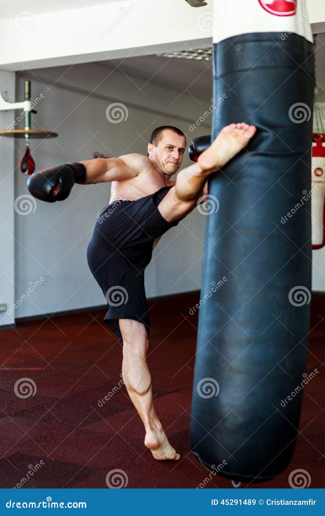 Kickboxer Training in the Gym Stock Image - Image of boxer, boxing ...