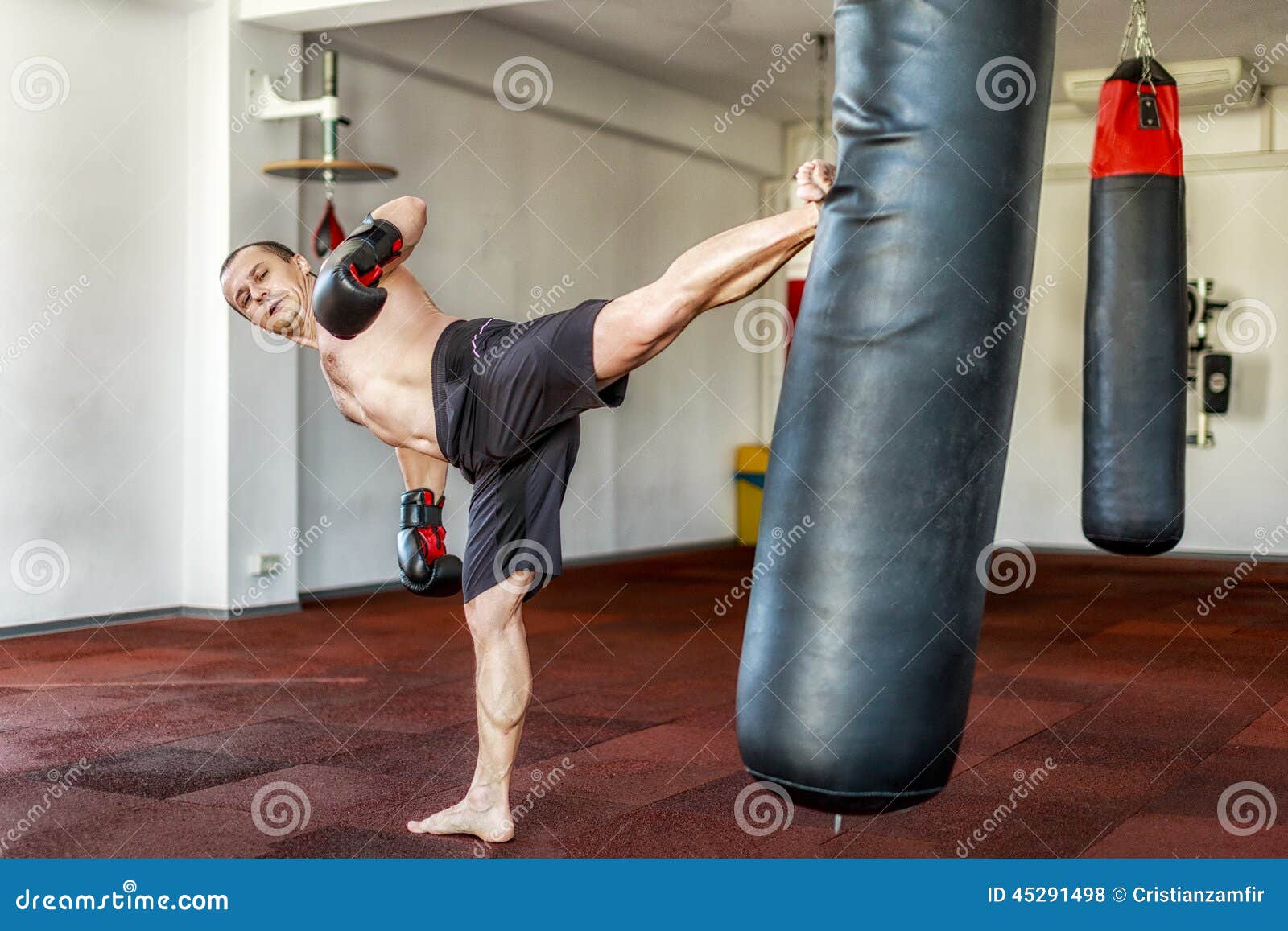 Kickboxer Training in the Gym Stock Photo - Image of competition ...