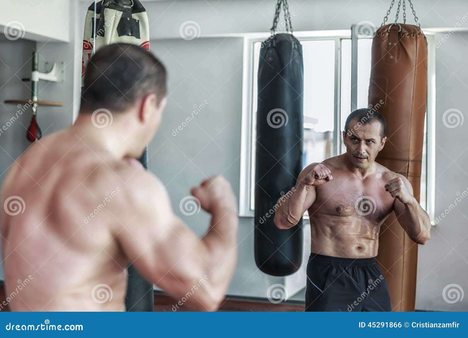 Kickboxer Training in the Gym Stock Photo - Image of aggression, kick ...