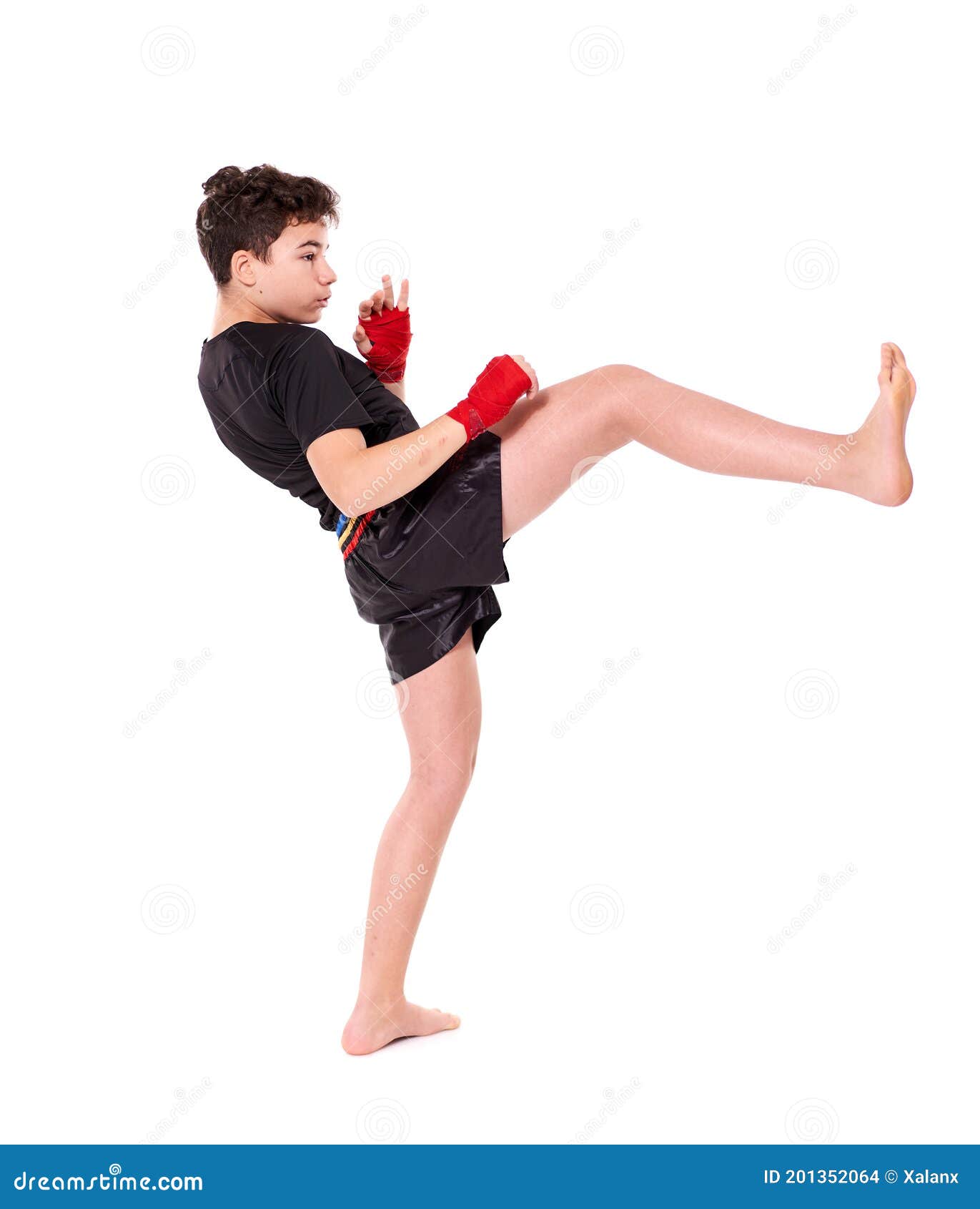 Kickboxer Training Isolated on White Stock Photo - Image of karate ...