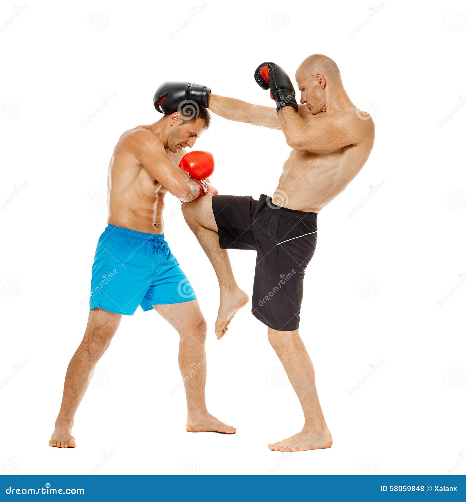 Kickboxers Sparring on White Stock Photo - Image of healthy, fighter ...