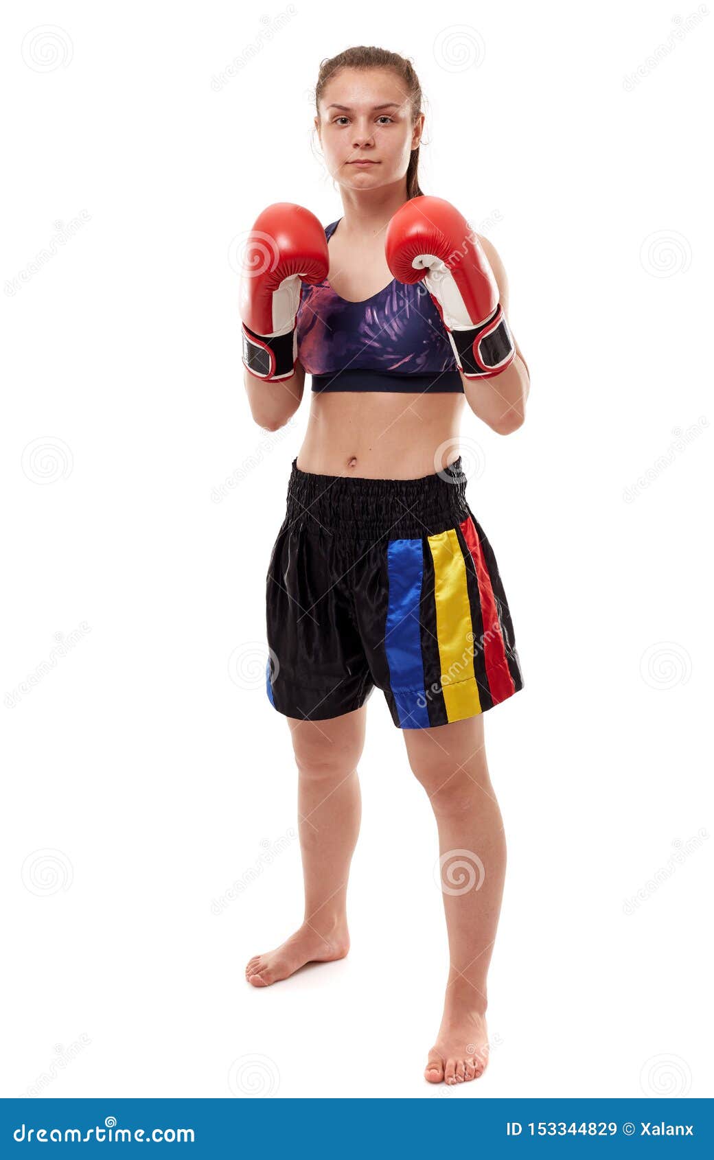 Kickboxing girl on white stock image. Image of healthy - 153344829