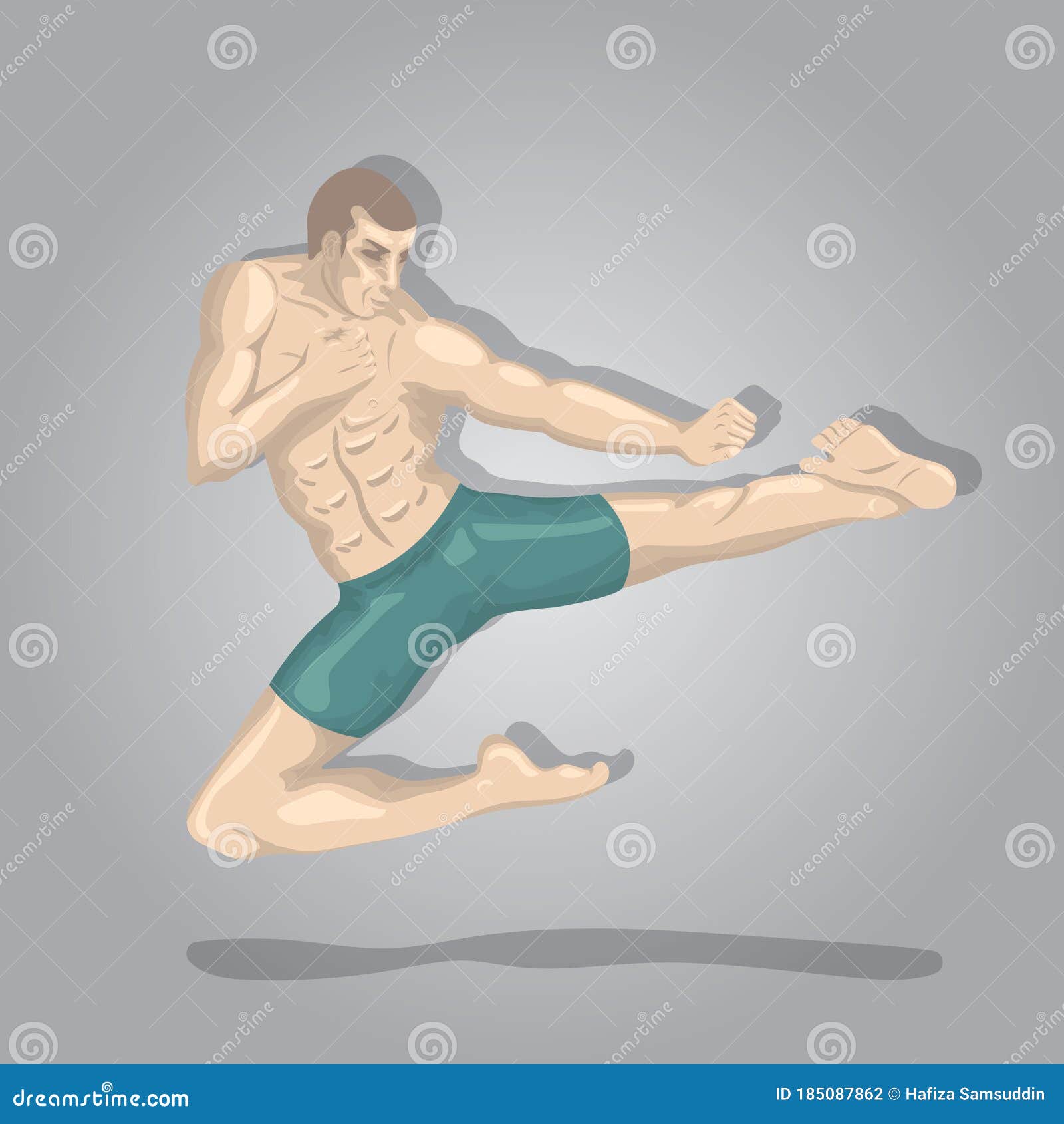Kickboxing Player in Pose. Vector Illustration Decorative Design Stock ...